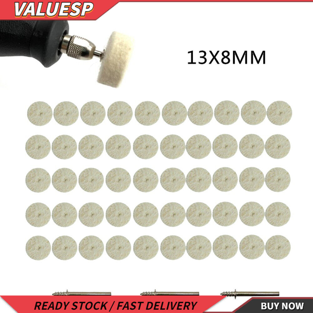 PP+50Pcs Wool Felt Buffing Wheel 25MM/13MM/10MM Wool Felt Buffing Wheel ...