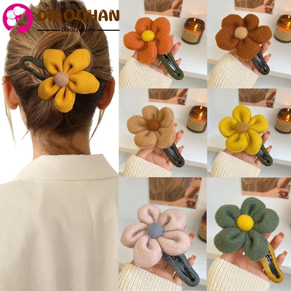 DIACHAPH Large Flat Hair Claw Clips, Large Flat Flower Curved Hairpin ...