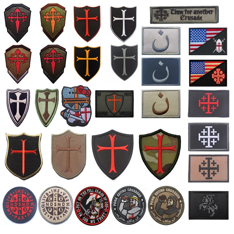 NEW Knights Templar Embroidered Patches Cross Military PVC Patch ...