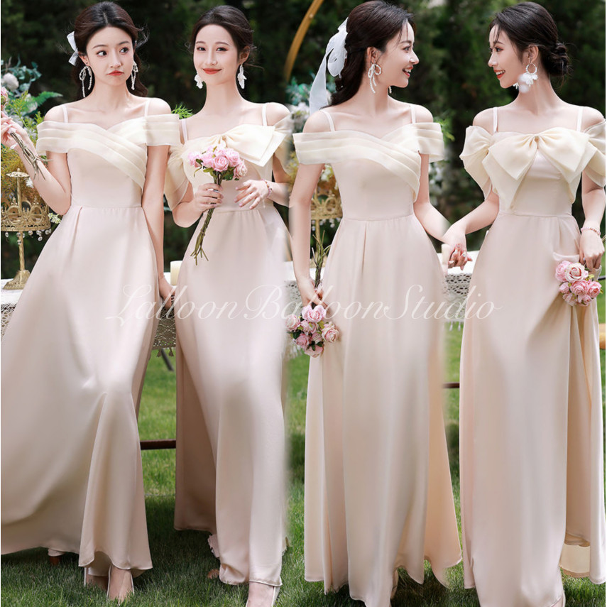 Bridesmaid Dress Champagne Senior Wedding Sisters Group Dress Long ...