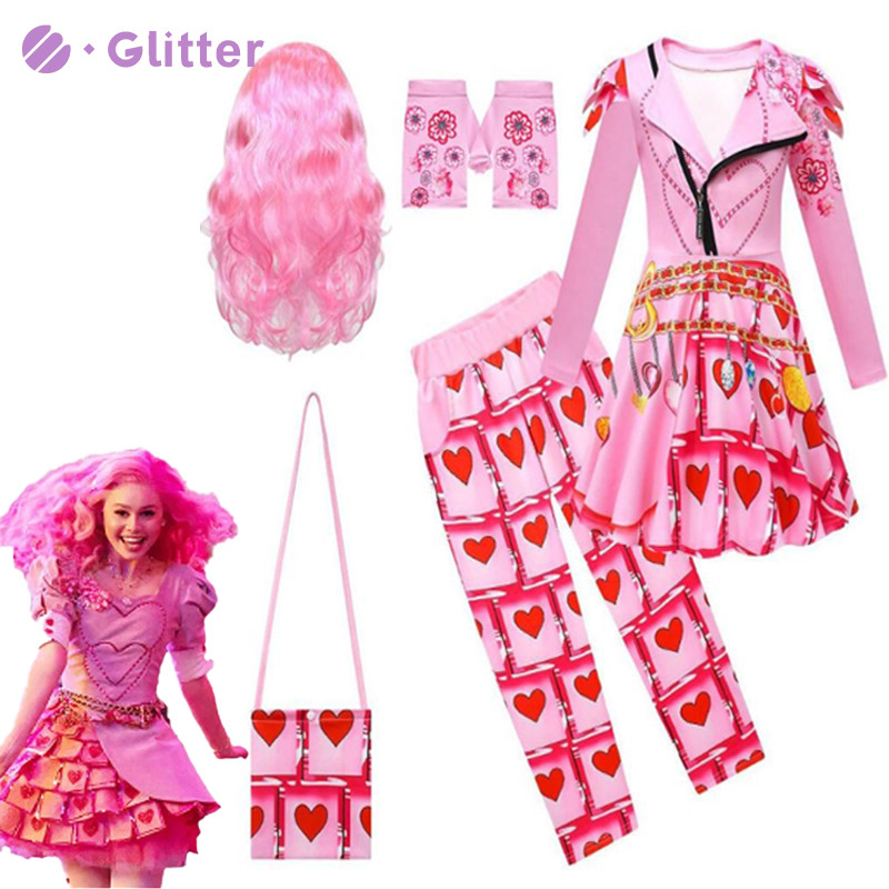 Movie Descendants 4 The Rise of Red Costume for Kids Girl Pink Princess ...