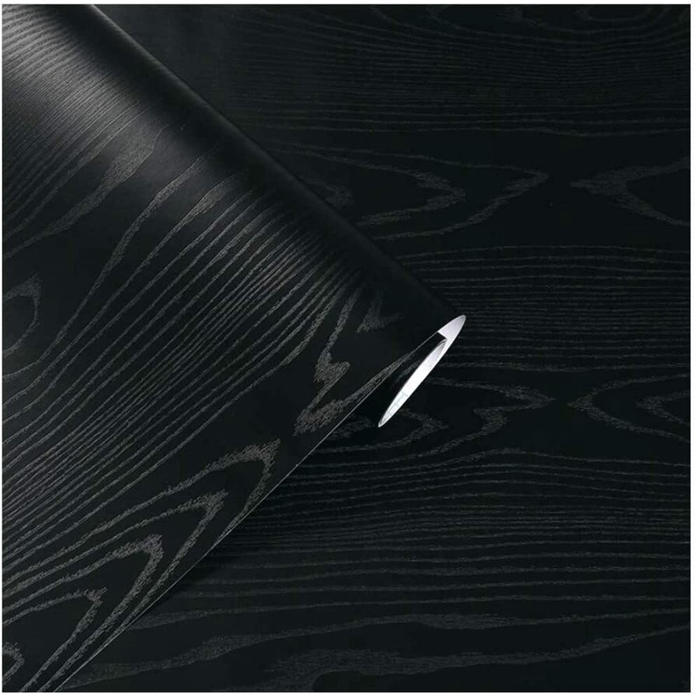 HITAM KAYU Black Wood Grain Wall Wallpaper 8m to 9m x 45cm | Shopee ...