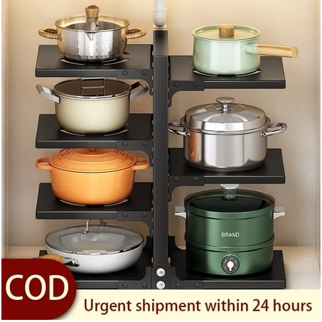 Kitchen rack Versatile Adjustable Kitchen Pan Organizer Under Sink ...