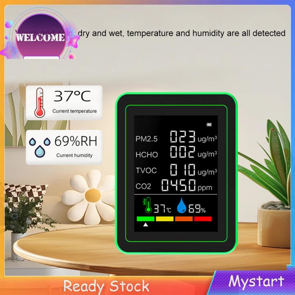 6 In 1 Air Quality Monitor PM2.5 CO2 HCHO TVOC Detector for Warehouse ...