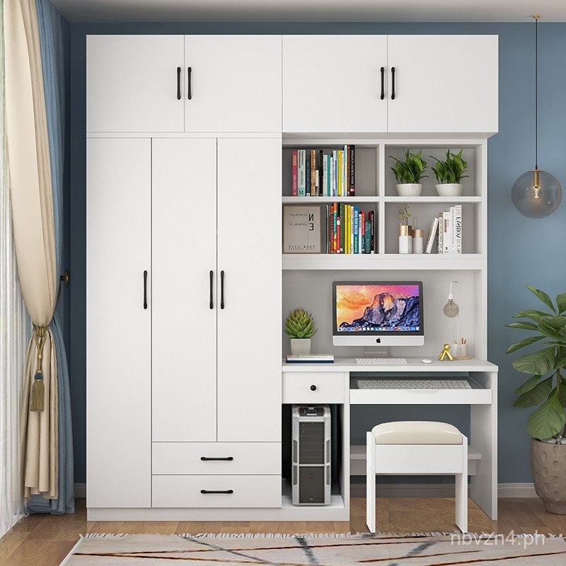 Desktop Computer Desk with Wardrobe and Bookshelf Combination ...