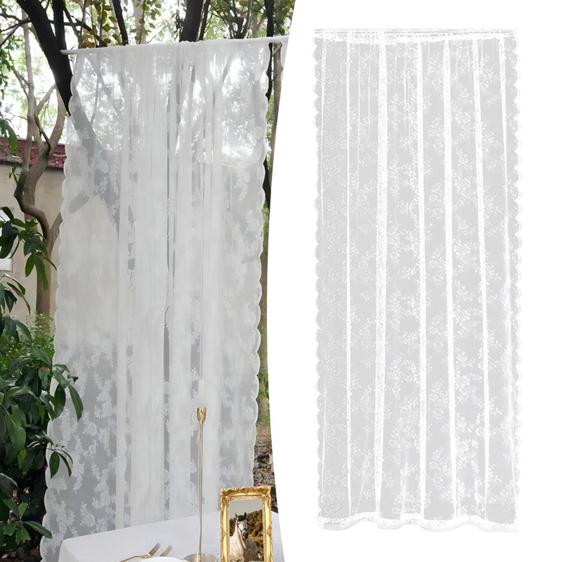 Uliekhy Lace Window Curtain Privacy Door Curtain Washable Jacquard Home ...