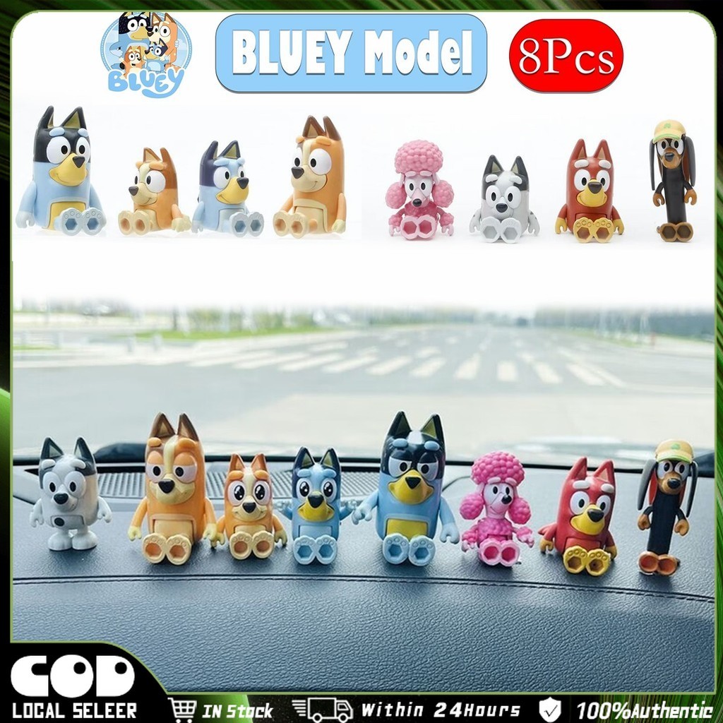 8Pcs/Set The Bluey Family PVC Dolls Articulated Movable Figures Model Q ...