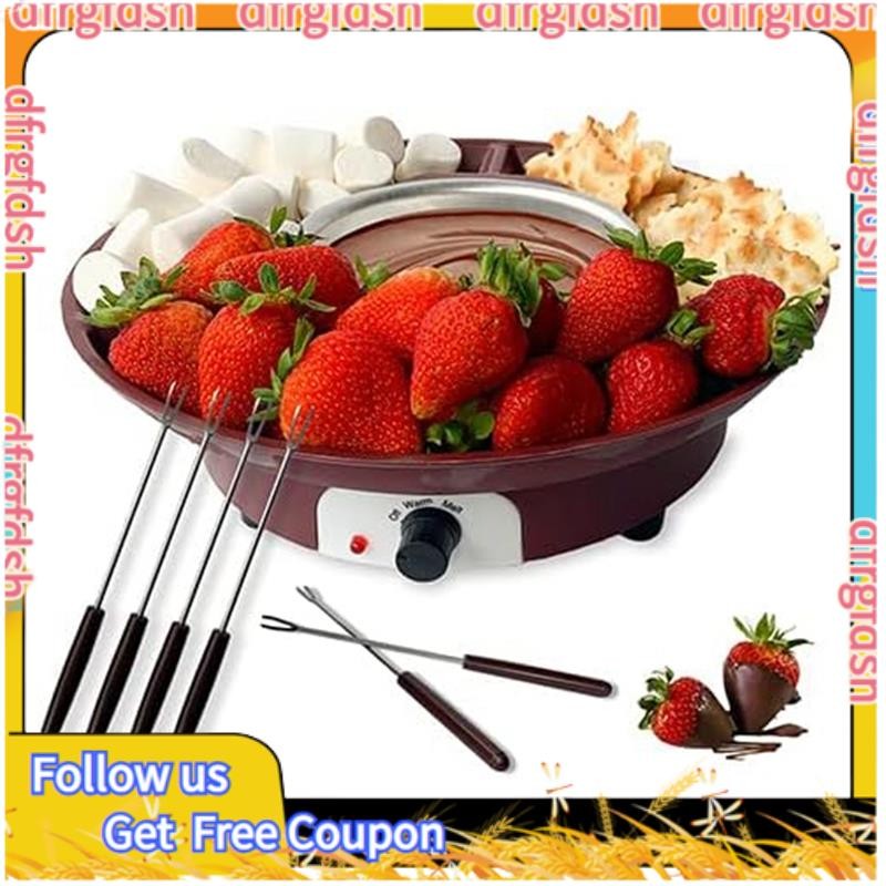 【D&F】Fondue Pot Set,Electric Chocolate Fondue Maker with 4 Forks ...