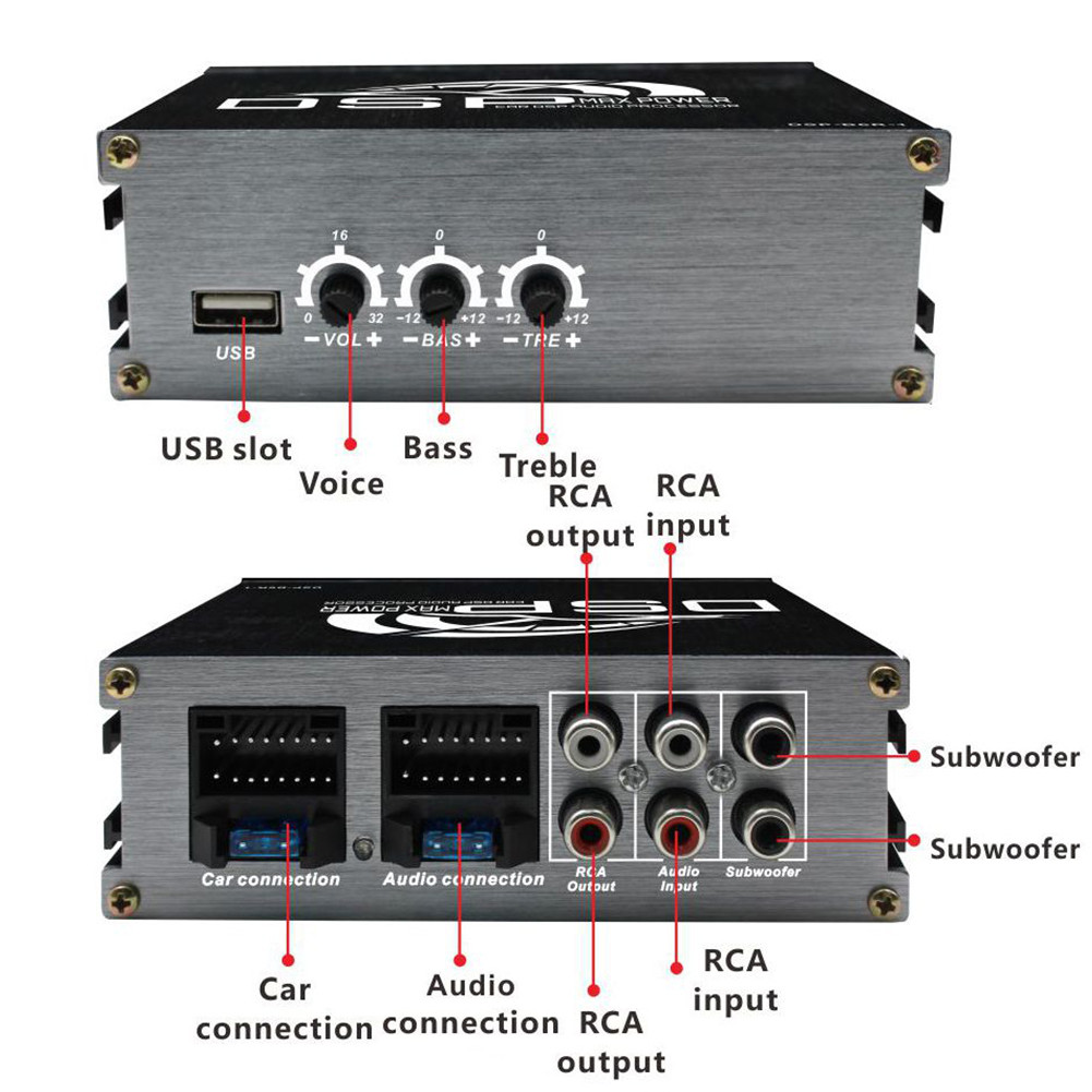 4x50W DSP Car Power Amplifier Support APP Control Audio Digital Sound Processor Car DSP ...