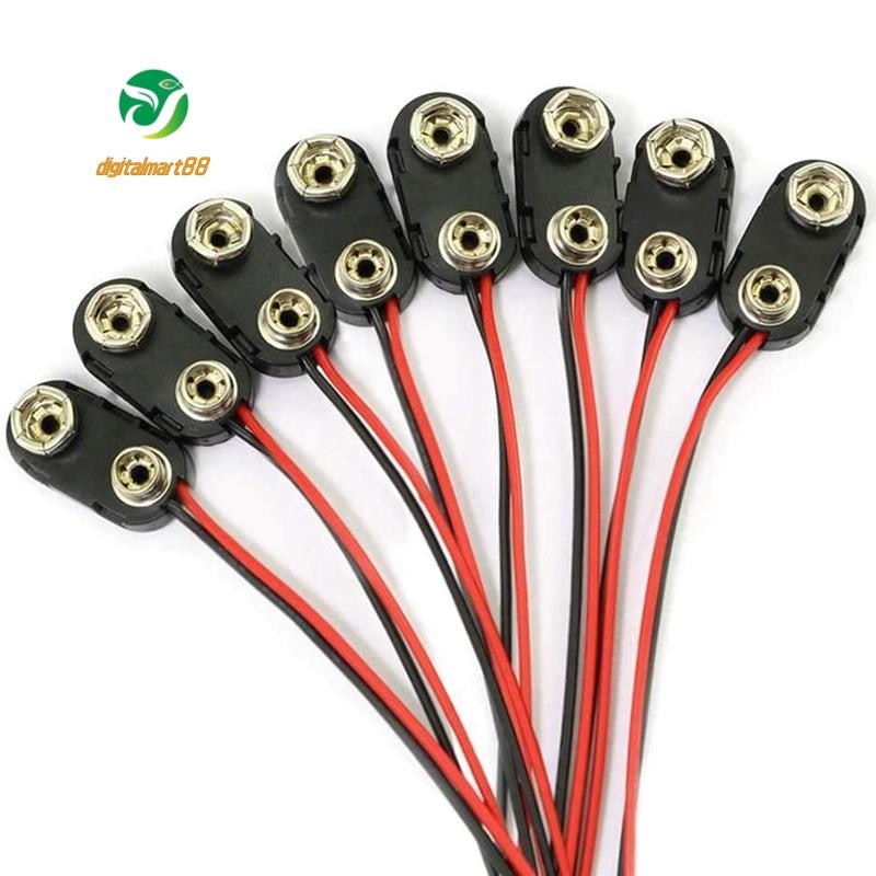 100 Pieces of 9V Battery Connector Button DC Clamp Male Wire Battery ...