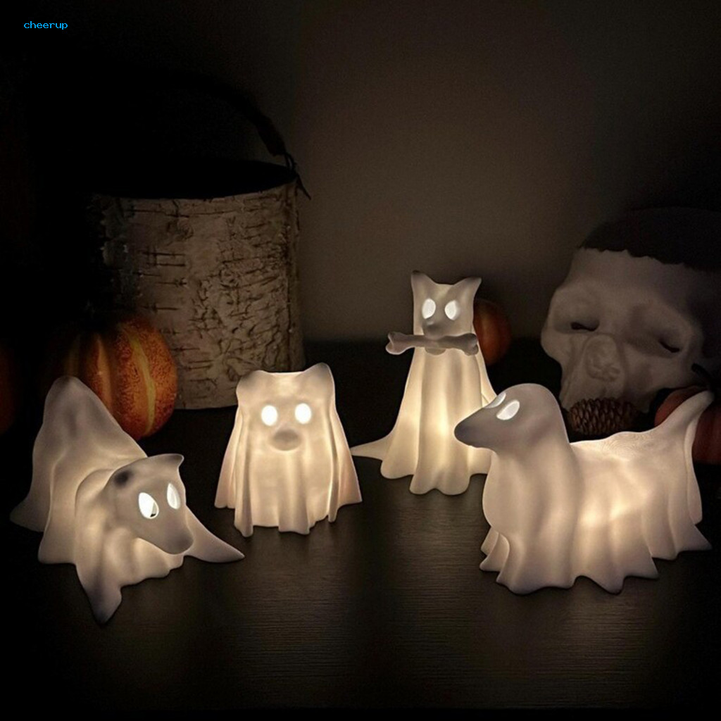 Tabletop Ghost Dog Figurine Glowing Ghost Dog Statue Spooky Halloween ...