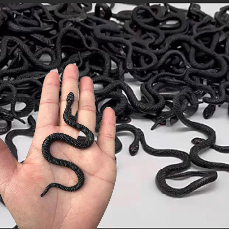 5/10 Pcs Realistic Mini Snake Soft Black Rubber Snake Toys Halloween ...