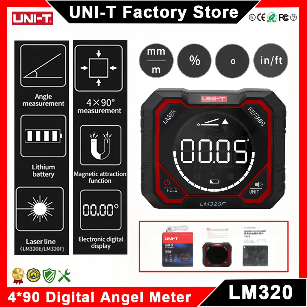 UNI-T LM320D LM320E LM320F Laser Inclinometer(Magnetic) Digital Angel ...