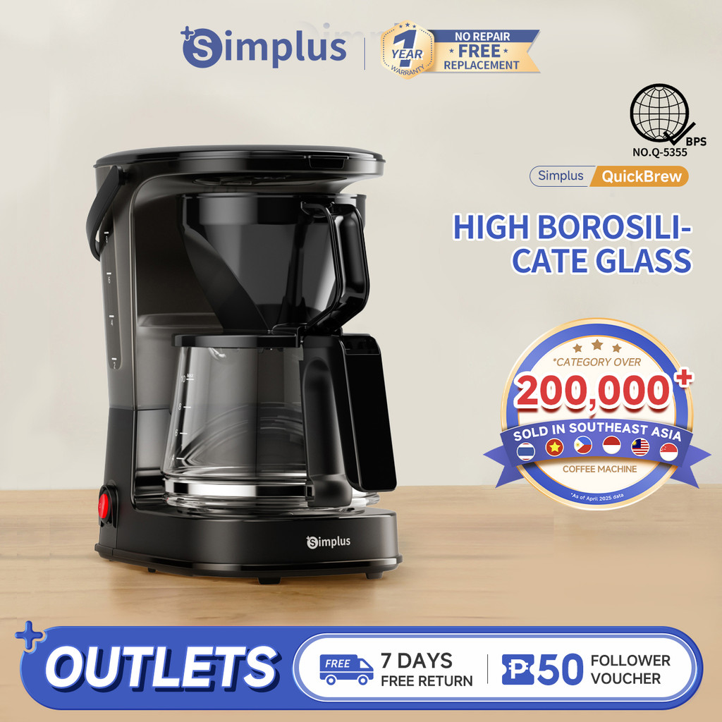 Simplus Drip Coffee Maker Coffee Machine 1.25L Capacity 10 Cups Auto ...