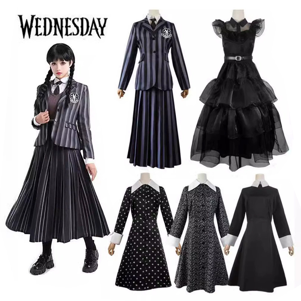 Wednesday Addams School Uniform Dress - Netflix Accurate Black & White ...