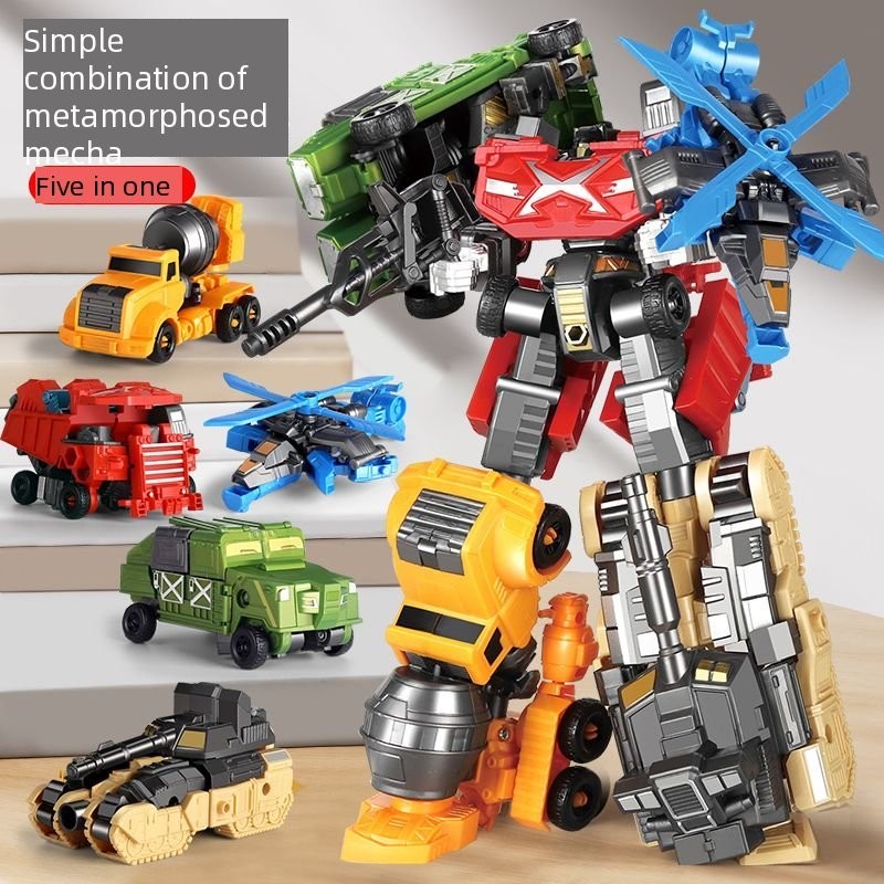 Children 5 in 1 Chariot Transformers Toy Boy Machine Transformation War ...