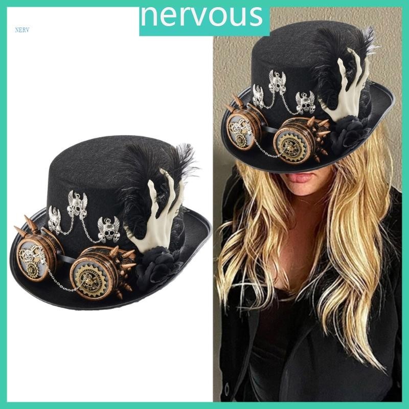 NERV Halloween Magicians Hat with Hand Skeleton Halloween Goggles ...