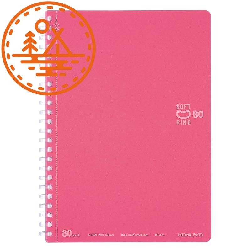 Kokuyo Soft Ring Notebook 80 Sheets A5 Dot Grid Light Pink Ssv338btlp