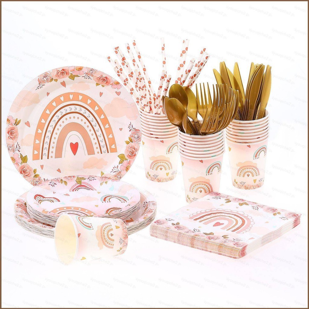 sy Bohemian Rainbow paper plate Theme Decoration Celebrate Party ...