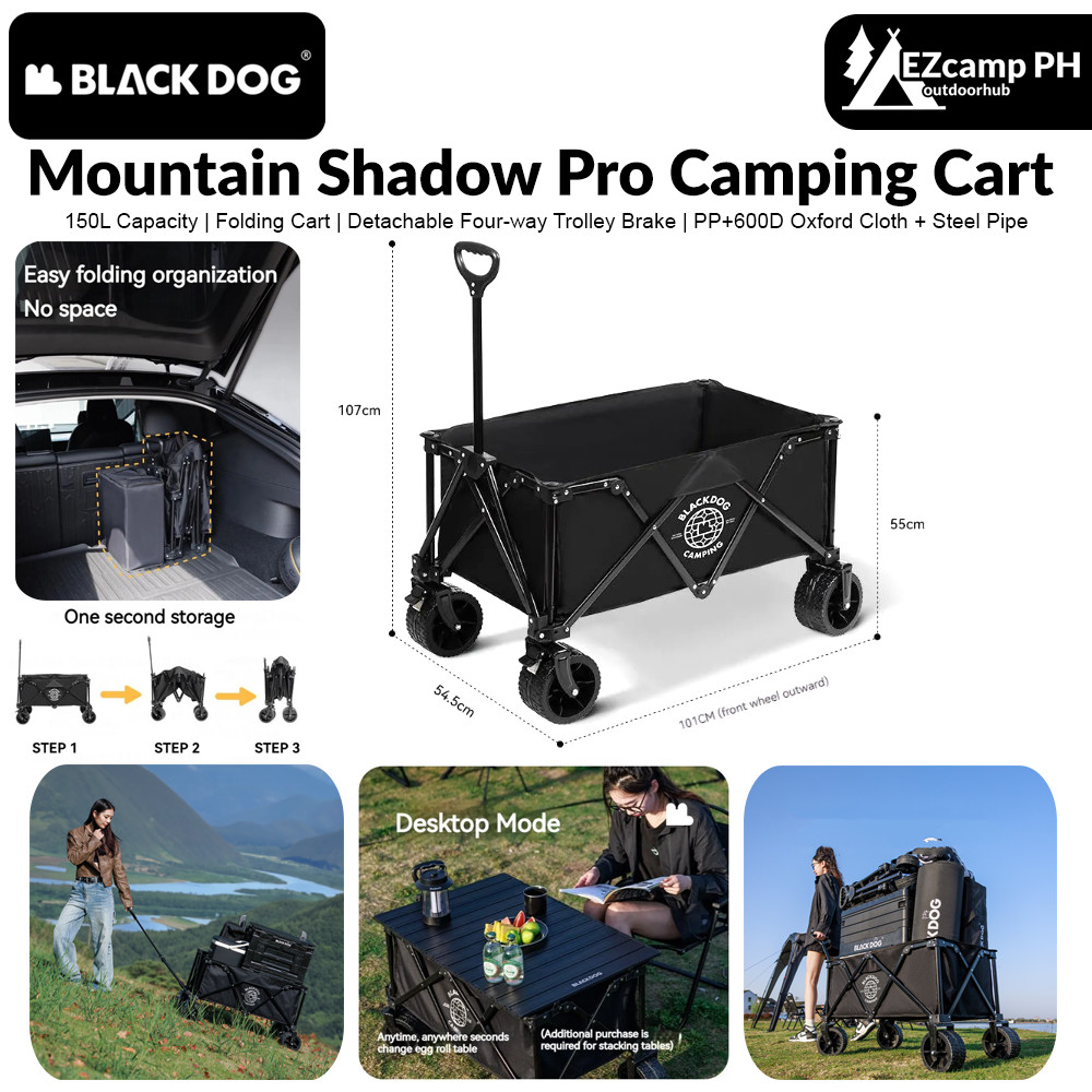 BLACKDOG Mountain Shadow Pro Camping Cart 150L Large Capacity Portable ...