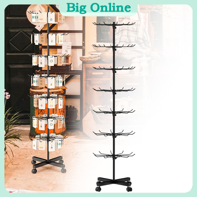 7Layer Rotating Floor Display Stand Jewelry Rack Organizer Hanging ...