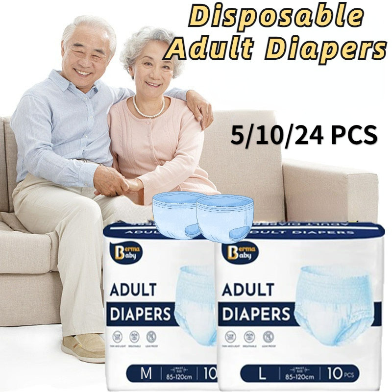 【ready Stock】Disposable Adult Diaper M/L/XL Strong Absorption Leakproof ...