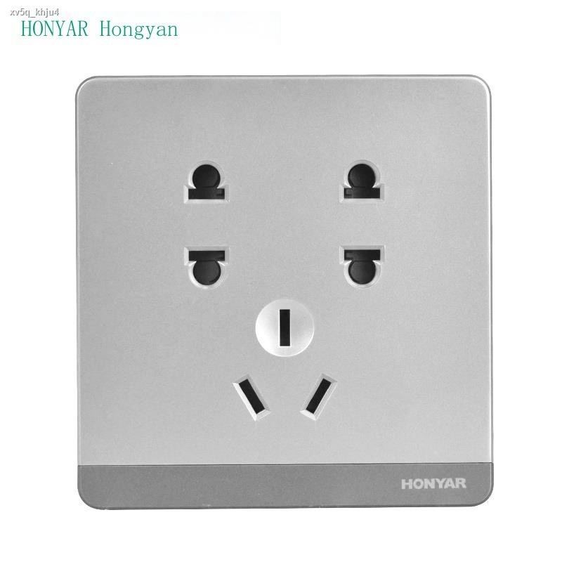 Porous socket panel large spacing 10a Hongyan switch socket 7 seven-hole two-two-three plug-in ...