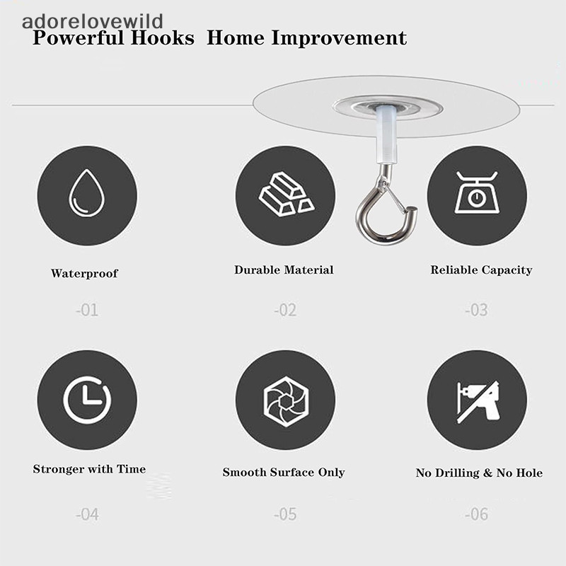 ALW Sticky Ceiling Hooks Heavy Duty Self-Adhesive Water Resistant Hooks ...