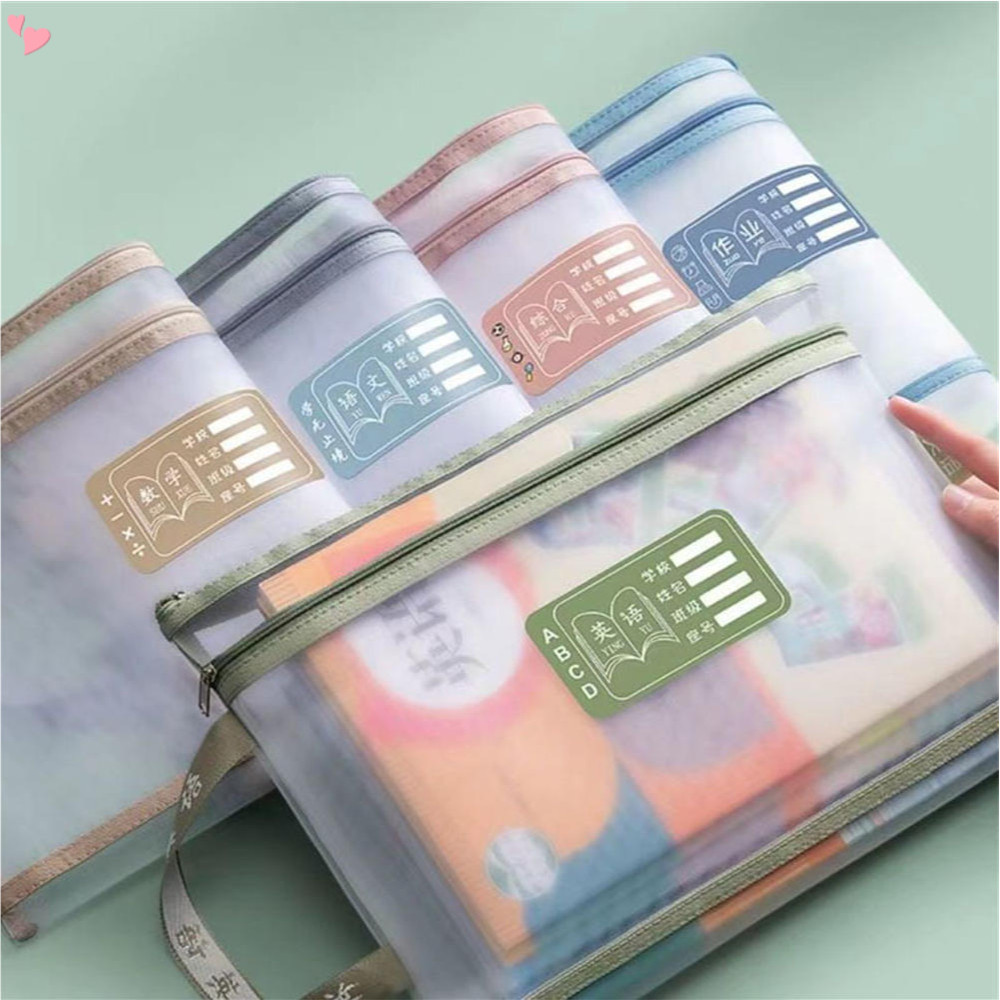Mesh Zipper Bags, A4 Nylon Double Layer Clear File Pouch Storage ...