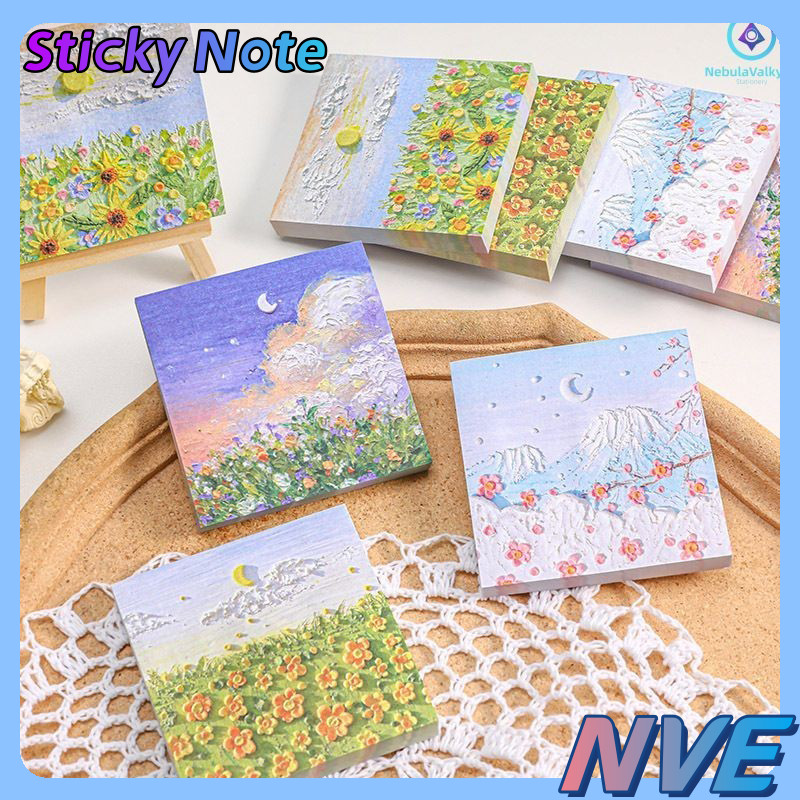 NVE Oil Painting Landscape Post-it Notes Student Noting Memo Paper Hand ...