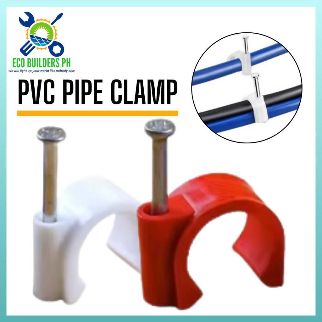 1PC/25PC/50PC PVC PIPE CLAMPS CABLE CLIPS W/ NAILS SIZES 20MM/25MM/32MM ...