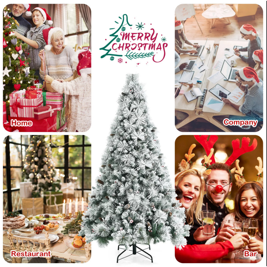 Snow Christmas Tree Decoration For Home 2024 White Xmas Trees Set ...