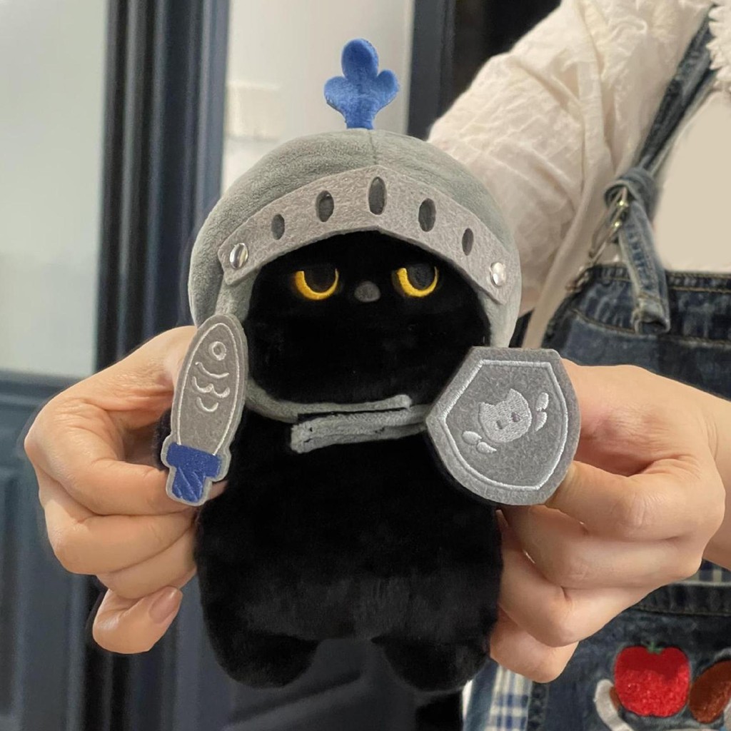 Knight Cat Plush Doll Shield Silly Cat Plush Toy Black Cat Stuffed ...