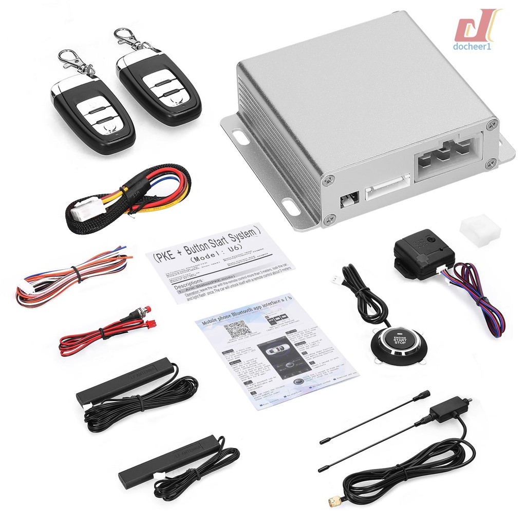 dochph 12V Car Anti-Theft Alarm BT Remote Starter System PKE Keyless ...