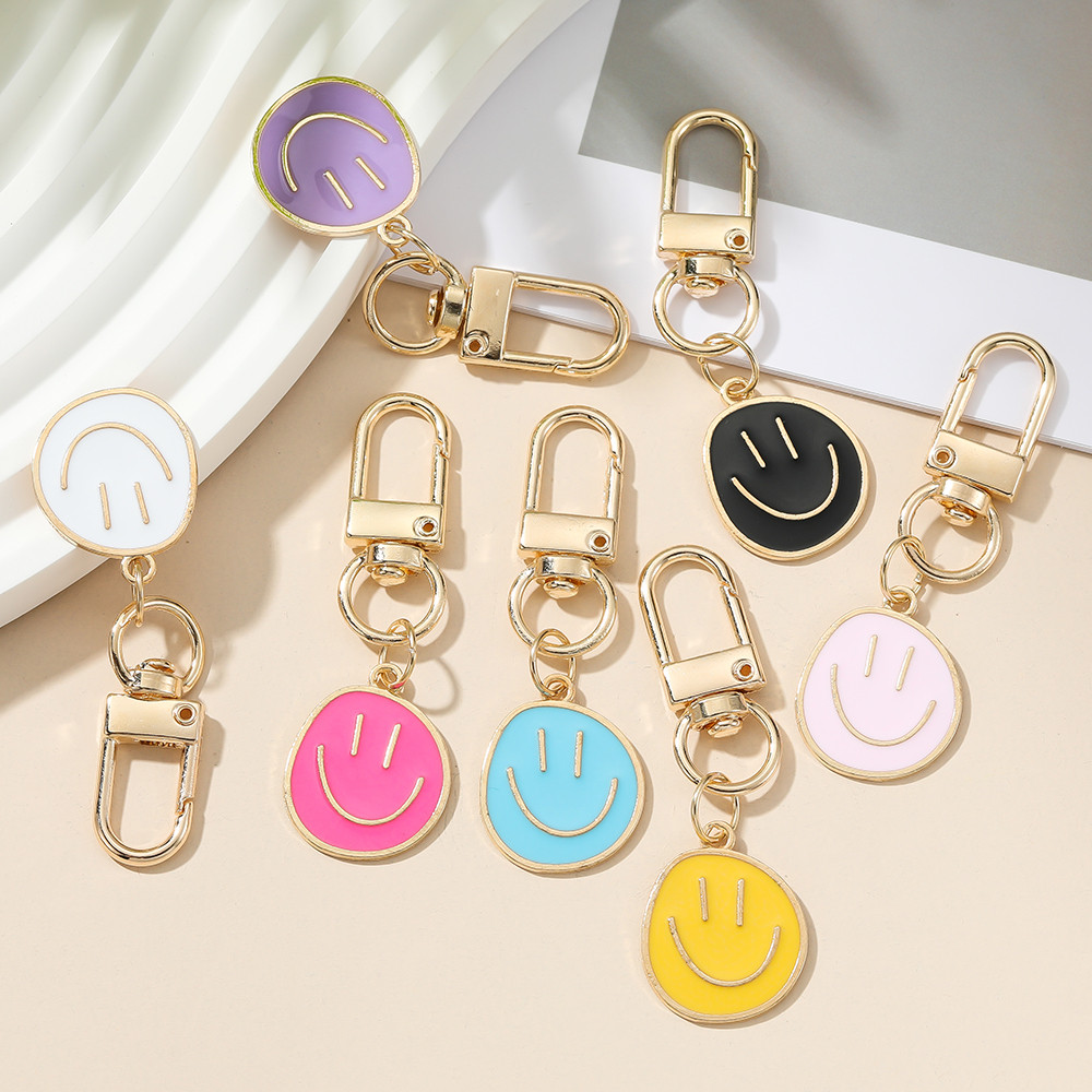 St. kunkka Golden Key Chain Alloy Smiley Keychain Colorful Smiley ...