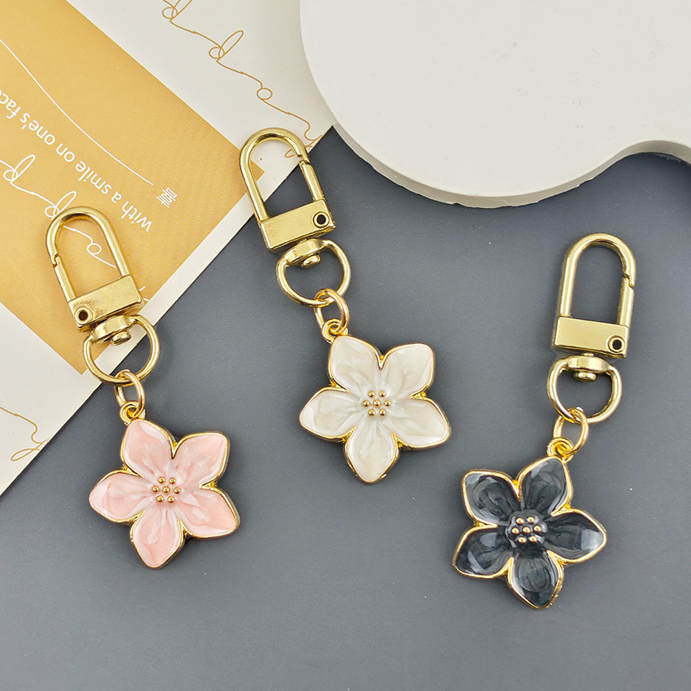 Simple Enamel Sakura Metal Keyrings Trendy Cherry Flower Keychains ...