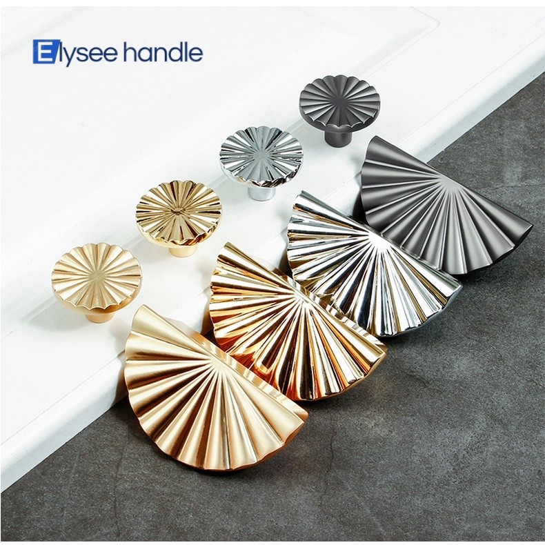 Gold Solid Canibet Handle Flower Pulls Door Knob Handle for Furniture ...