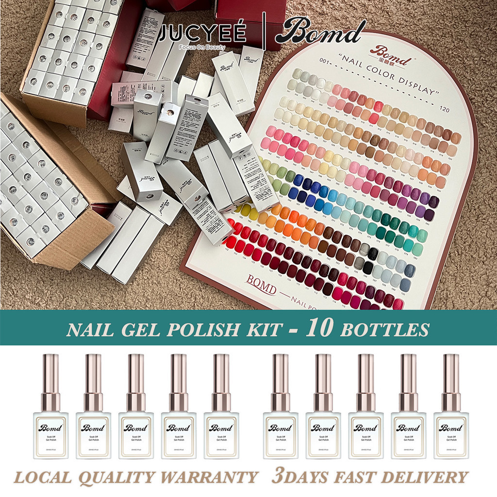 BOMD 10pcs Nail Polish Gel Kit 15ML White Bottle Solid Sweet Candy Nail ...