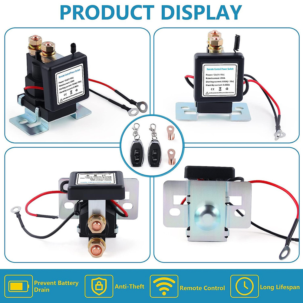 12V 500A Remote Control Power Switch Anti-Theft Remote Battery ...