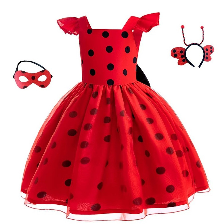 Ladybug Girl Dress Cosplay Costume Red Polka Dot Dress Kids Clothing ...
