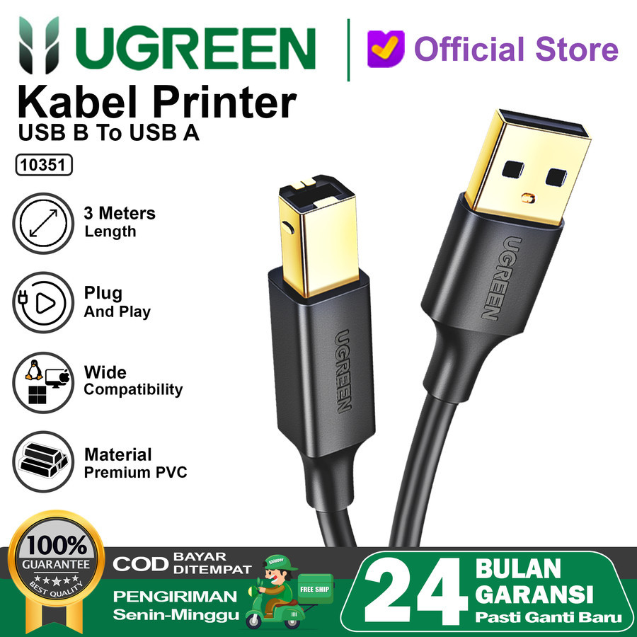 Ugreen Printer Cable USB 2.0, USB C & Type A To Male Type B Canon Epson ...