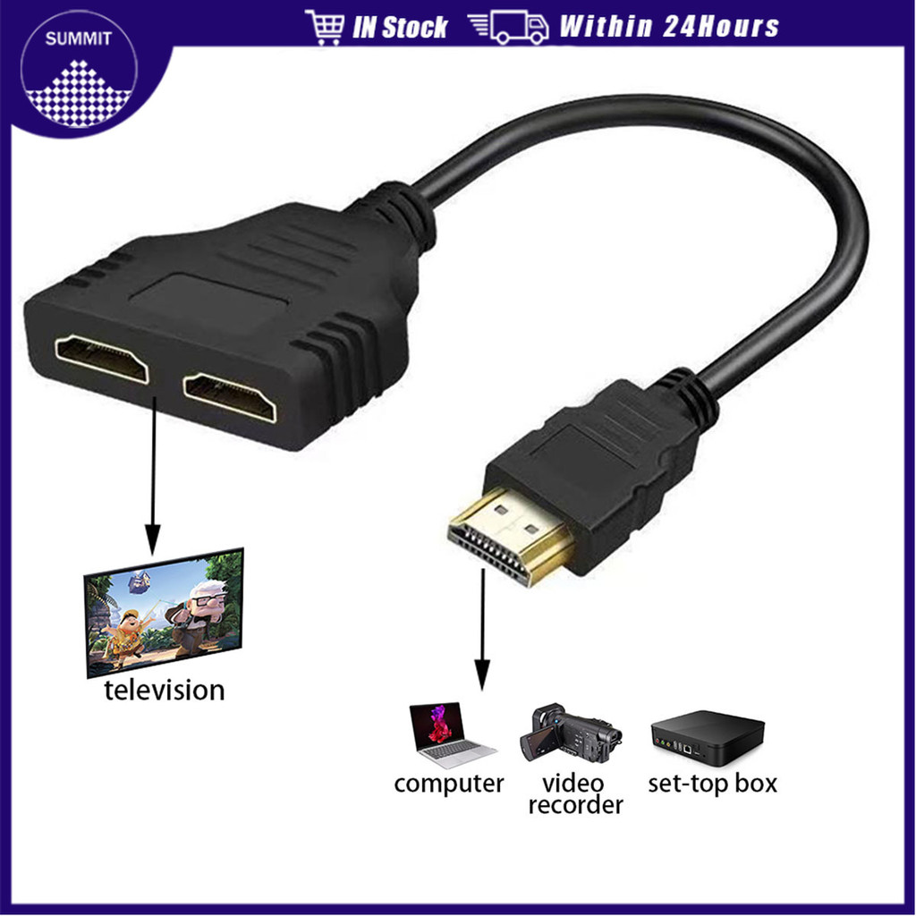 30cm HDMI Splitter Adapter Cable 1 Male To Dual HDMI Female 1 to 2 Way ...