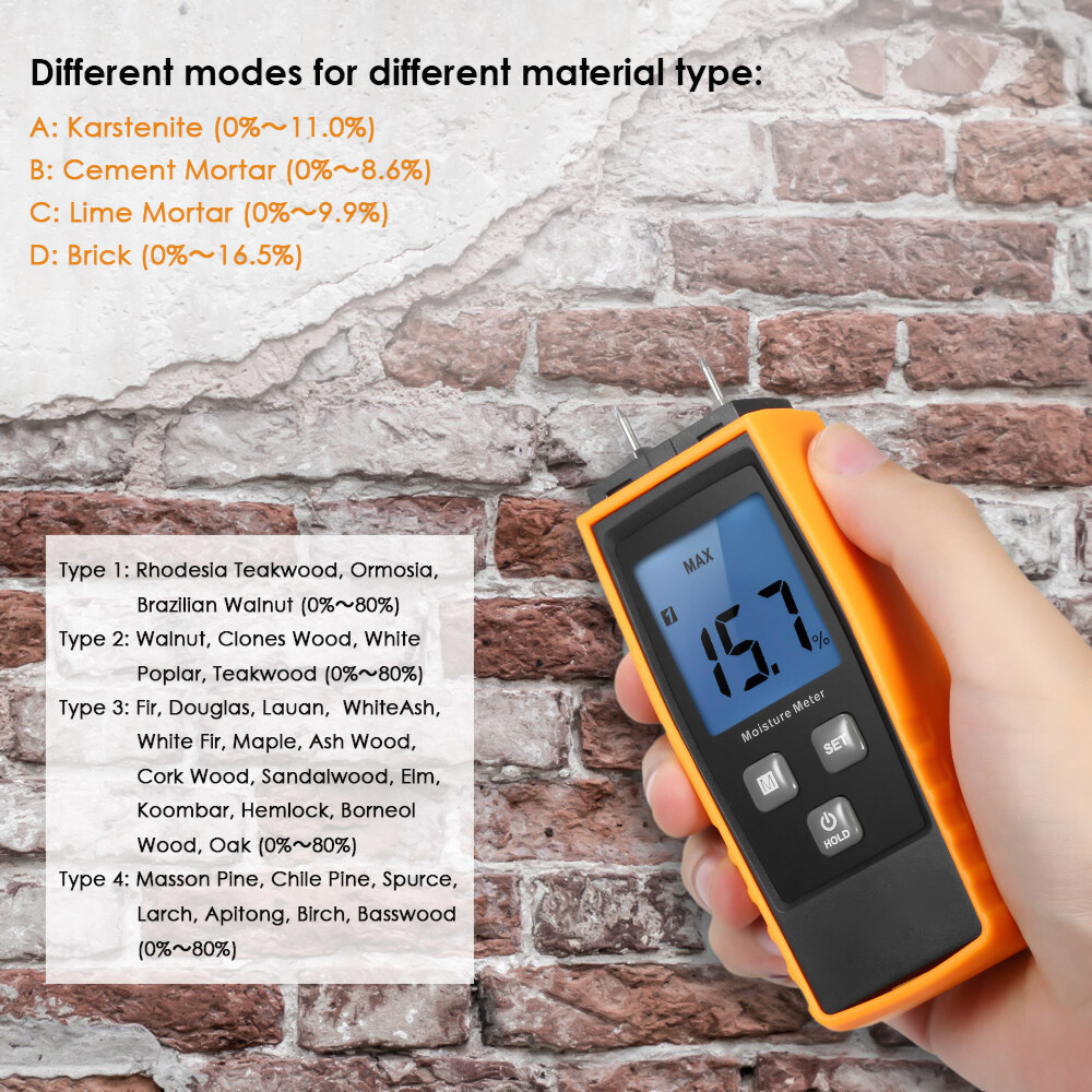 PP+Handheld Mini Moisture Meter Digital LCD Lumber Damp Meter Wood ...