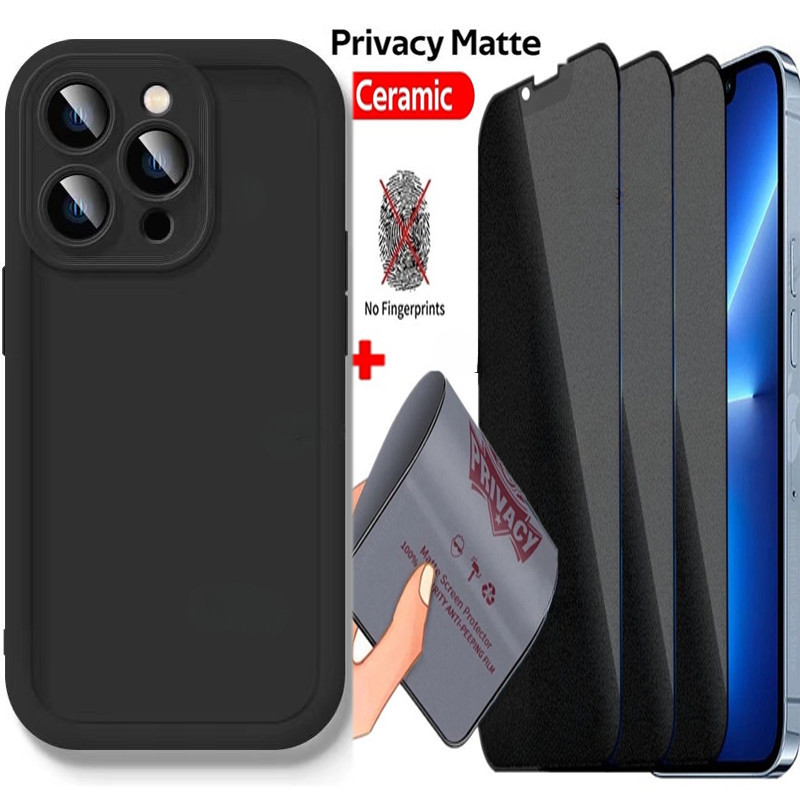 2in1 Phone Case+ Matte Anti Spy Ceramic Tempered Glass for ITEL P55 S23 ...