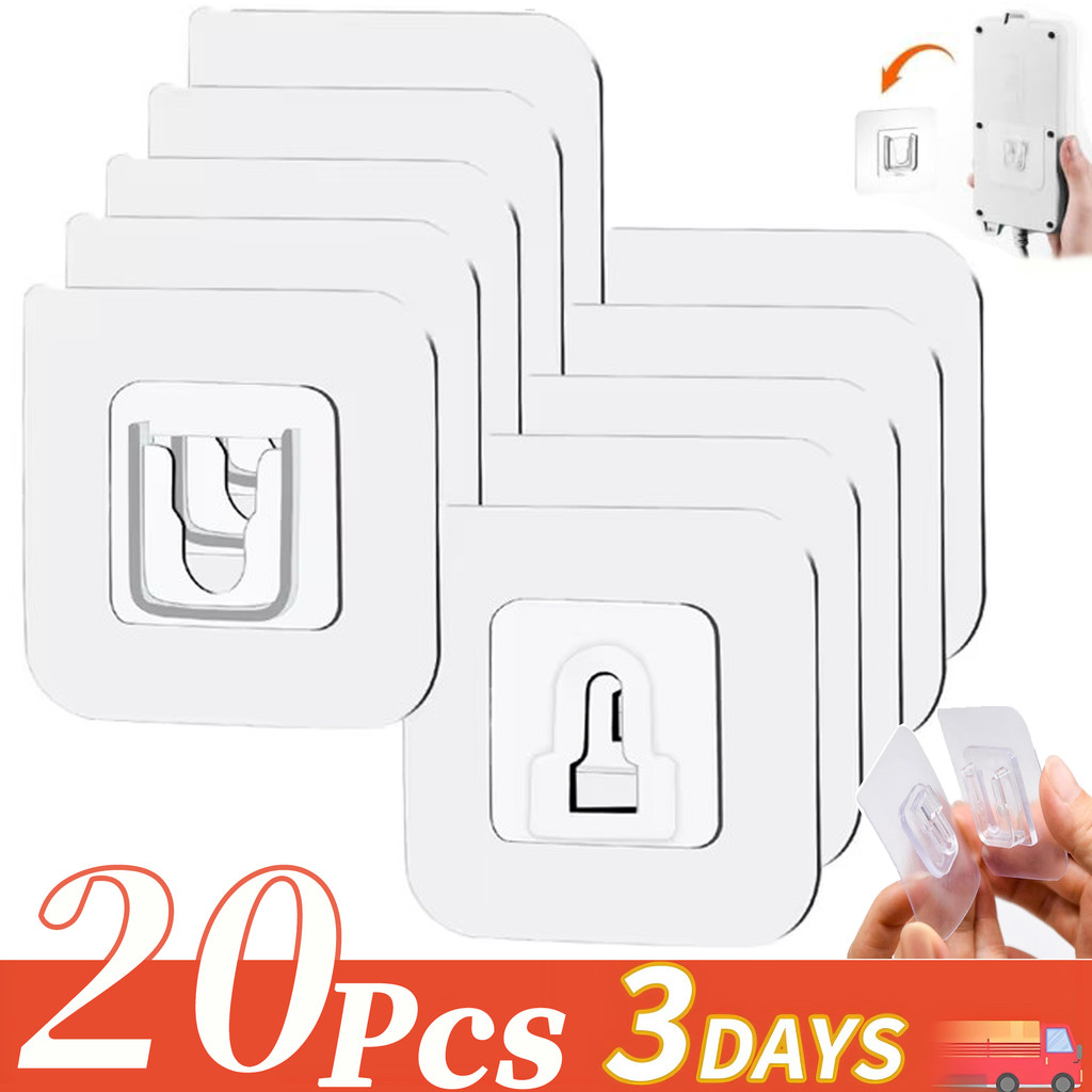 Transparent Double-Sided Adhesive Wall Hooks / Plug Socket Storage Snap ...
