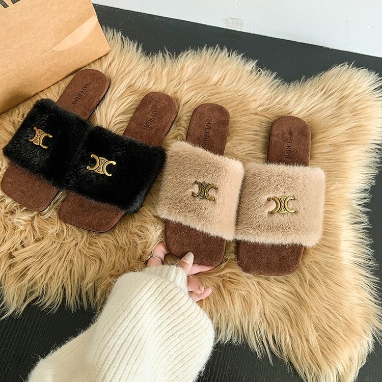 Women's Flat Thin Square Toe Suede Stylish Outdoor Slippers 35-40Code ...