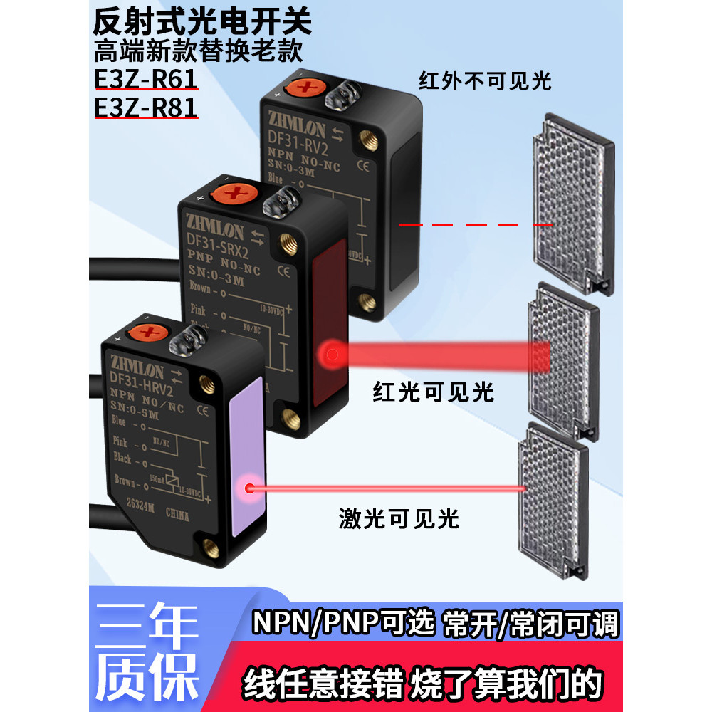 Square Photoelectric Switch Reflective Mirror Reflector E3Z-R61 Three ...