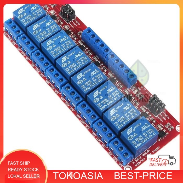 MODULE RELAY 8 CHANNEL 5V 12V 24V DC WITH OPTO ISOLATED HIGH OR LOW ...