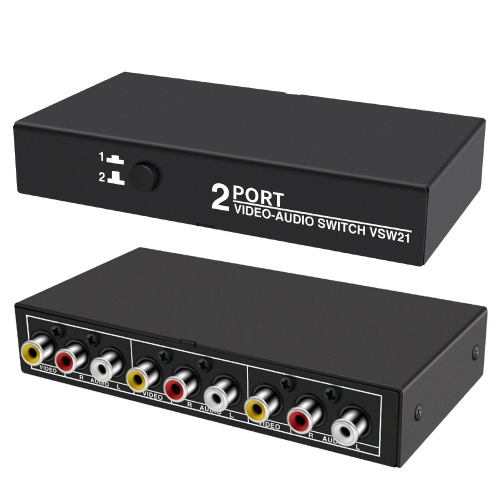 2x1 3 RCA Audio Video Switcher 2-in 1-out 2-Way AV 3RCA Composite Video ...