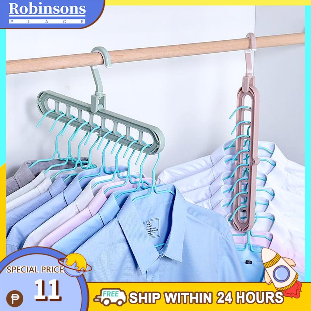 9-hole Clothes Hanger Rotatable Wardrobe Rack Space Saving Home ...
